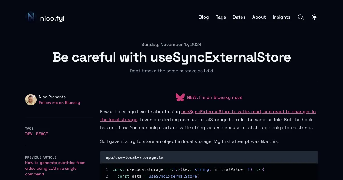 Be careful with useSyncExternalStore | Nico's Blog