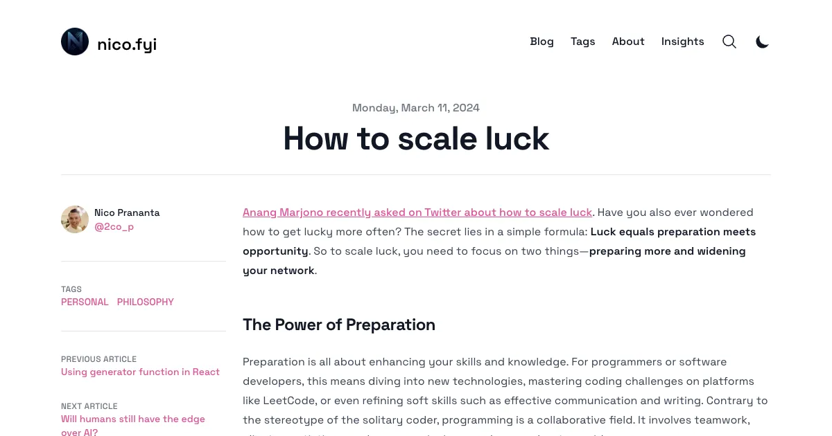 How to scale luck | Nico's Blog