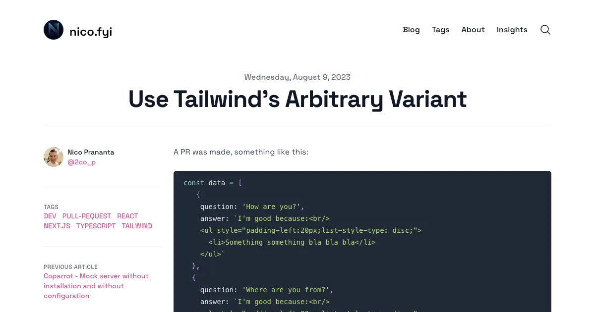 Use Tailwind's Arbitrary Variant | Nico's Blog Use Tailwind's Arbitrary Variant | Nico's Blog