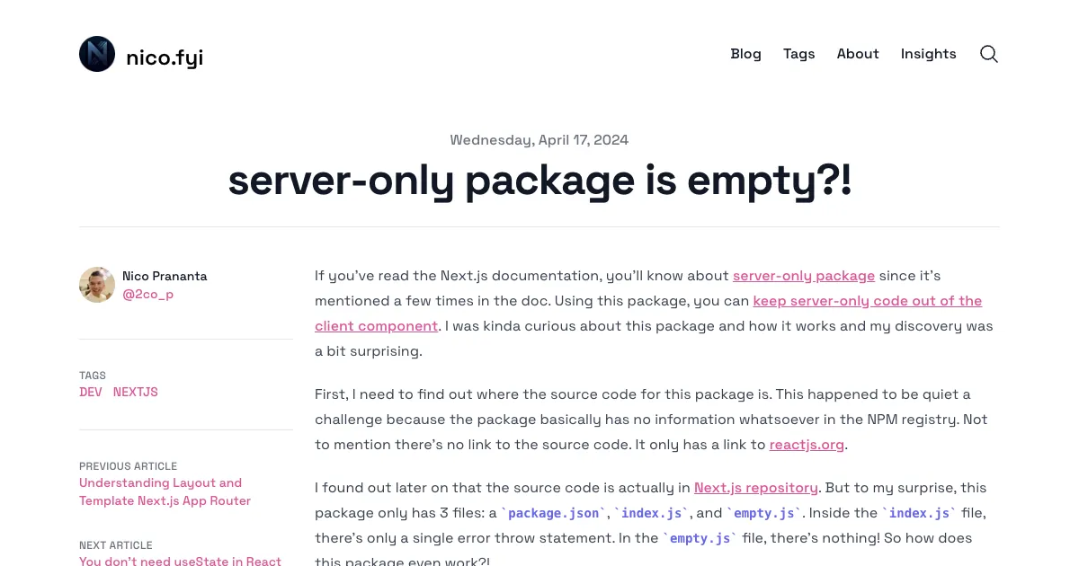 server-only package is empty?! | Nico's Blog server-only package is empty?! | Nico's Blog
