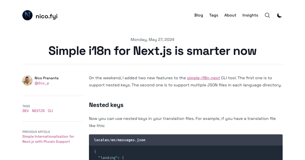 Simple i18n for Next.js is smarter now | Nico's Blog