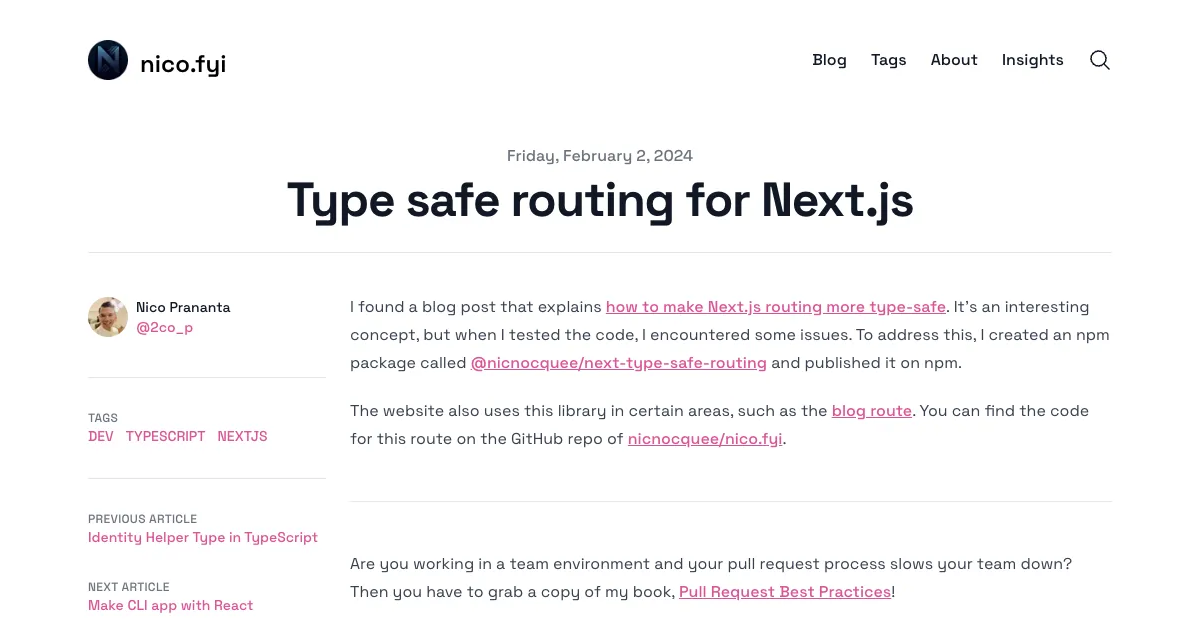 Type safe routing for Next.js | Nico's Blog