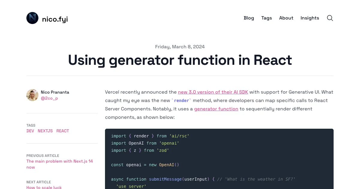 Using Generator Function In React Nicos Blog