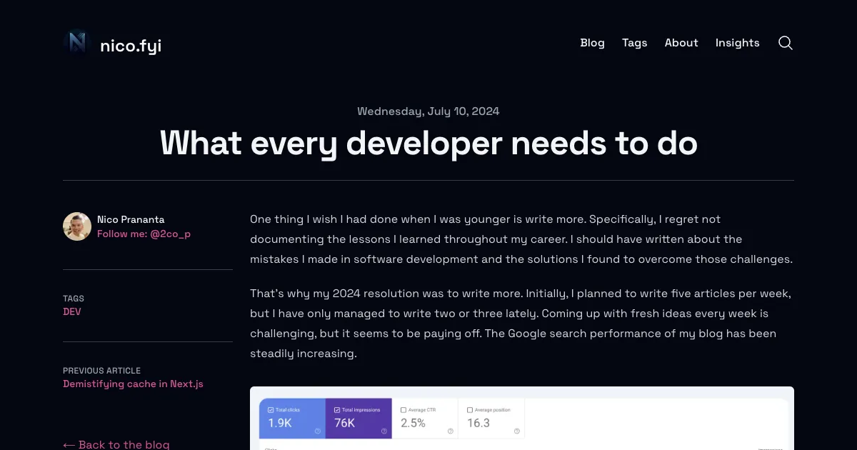 What every developer needs to do | Nico's Blog