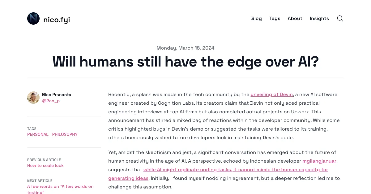 Will humans still have the edge over AI? | Nico's Blog