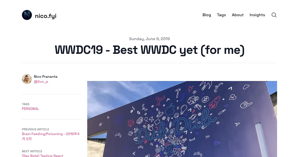 WWDC19 - Best WWDC yet (for me) | Nico's Blog